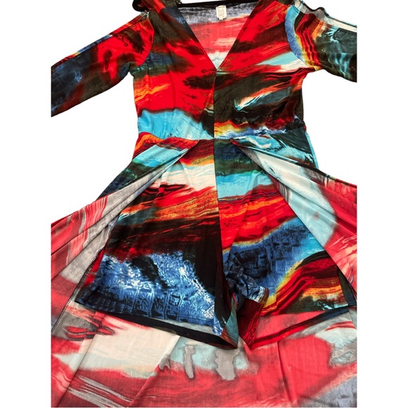 JESIA New York | Dresses | Jesia Long Dress Exposing Shorts Under ...